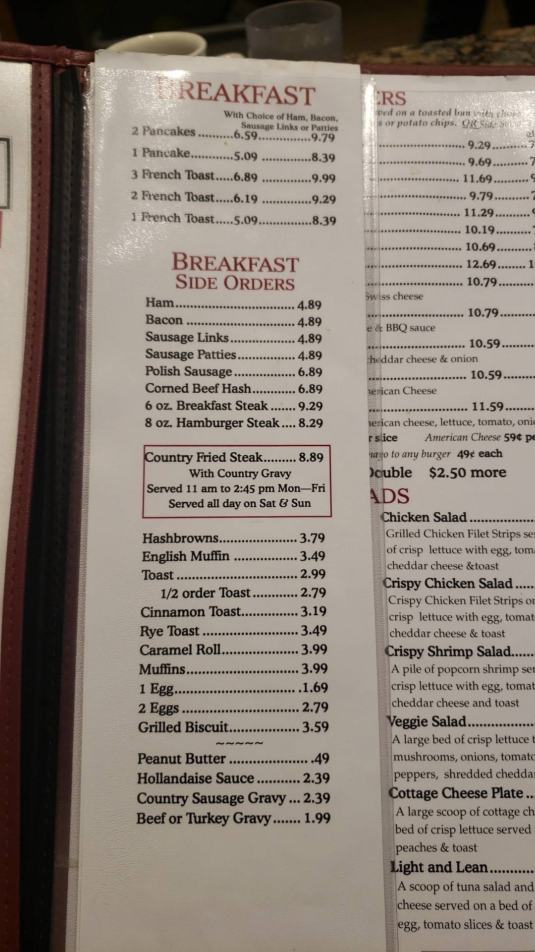 Menu at Main Street Restaurant, Detroit Lakes