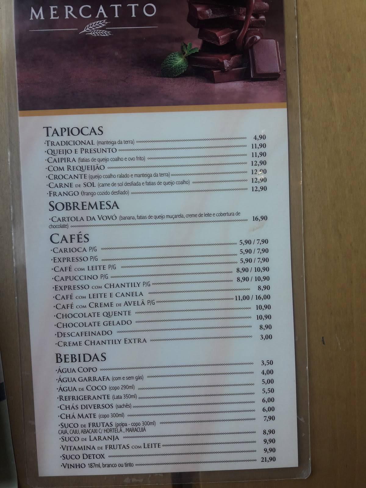 Menu em Padaria Mercatto, Natal, Av. Nascimento de Castro