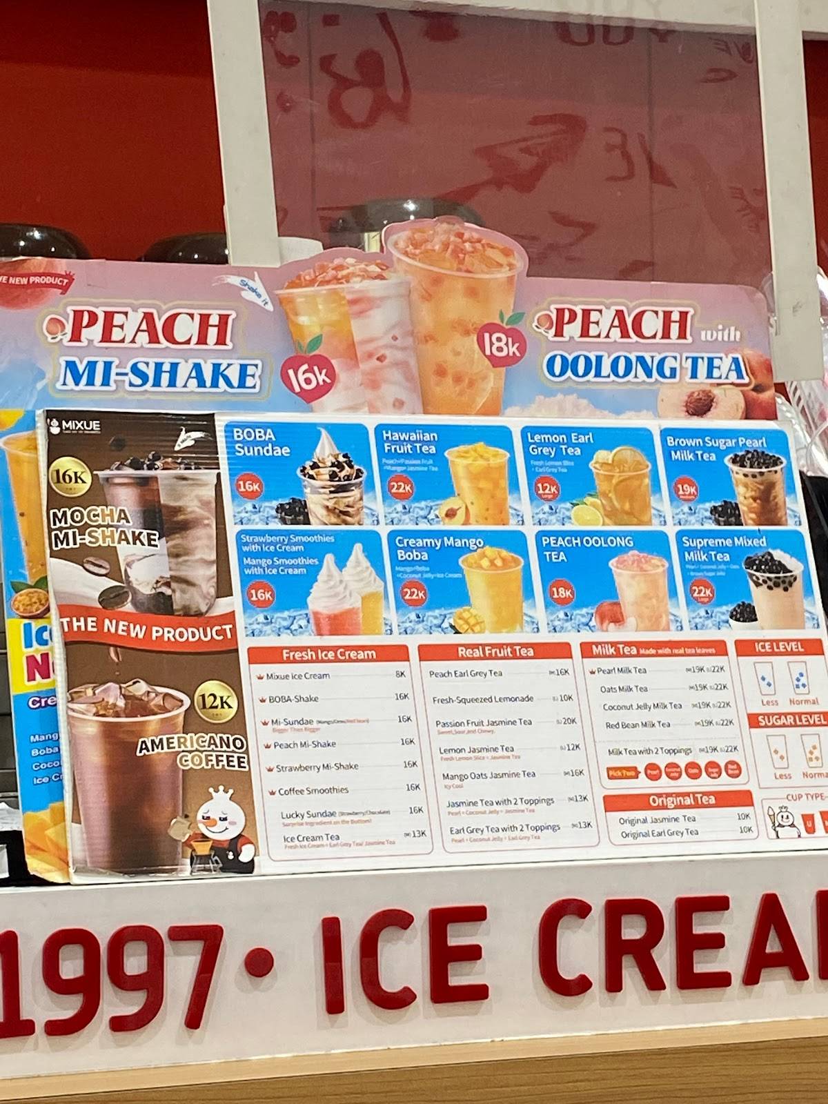 Menu at Mixue Ice Cream & Tea Since 1997, Tangerang