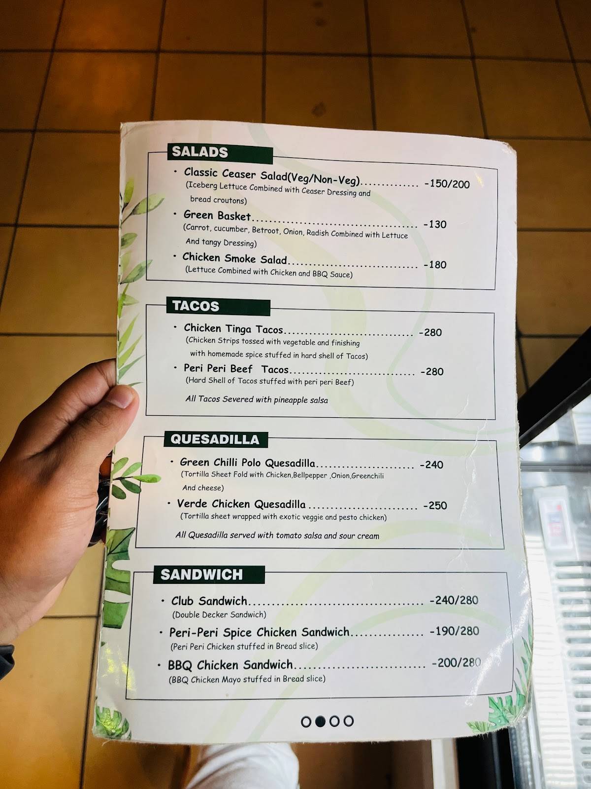 Menu at Palooda, Vadakara