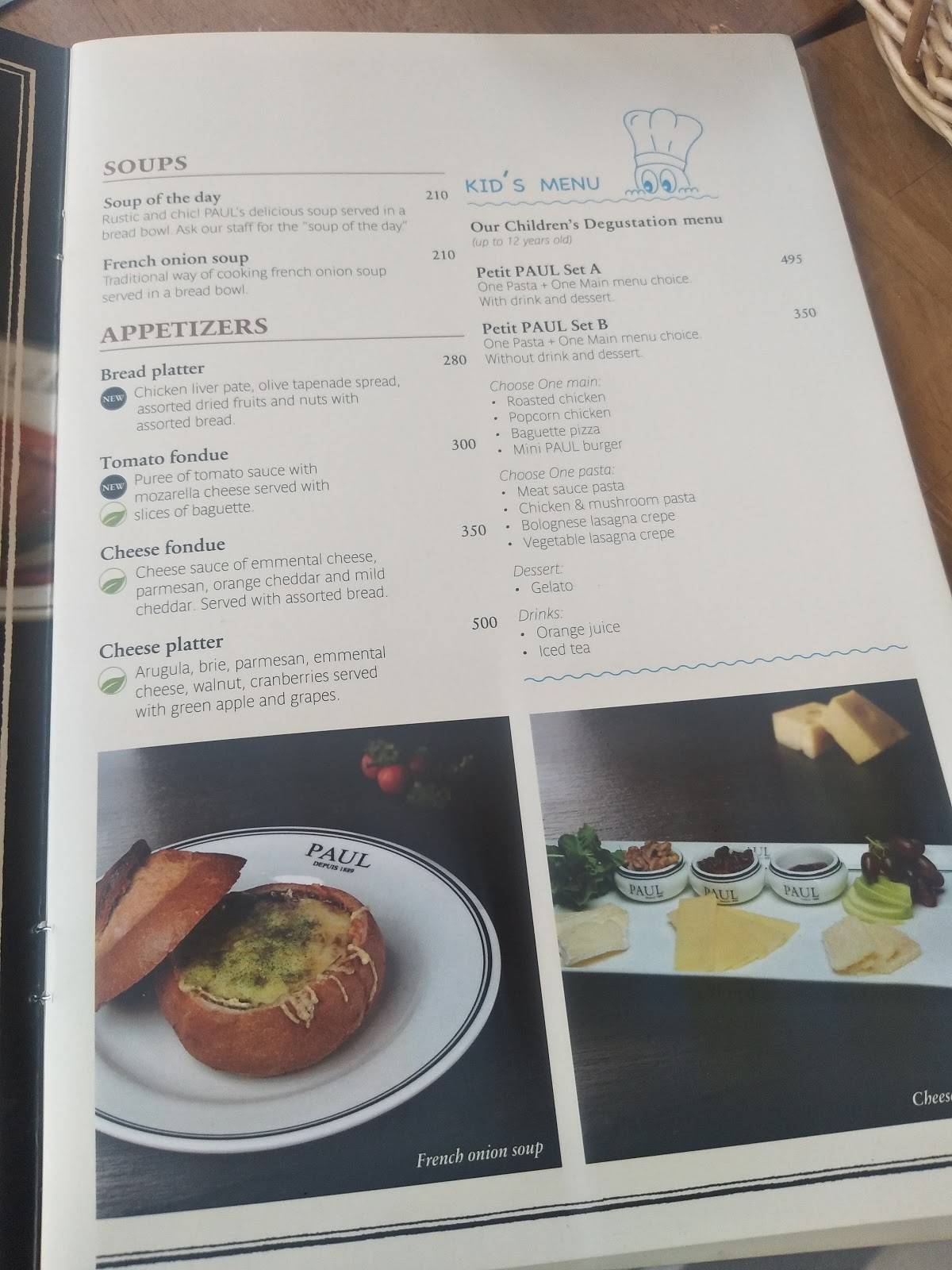 Menu at PAUL Boulangerie et Patisserie cafe, Taguig, G/F Bench Tower