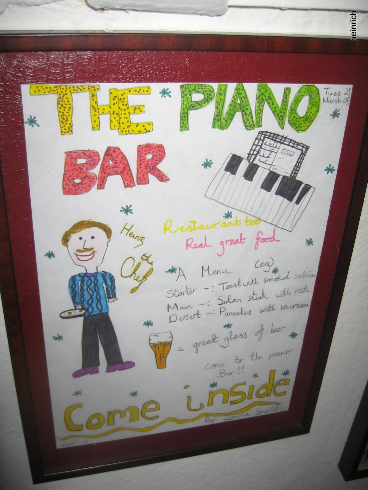 Menu at Piano Bar-Cafe-Restaurant, Innsbruck