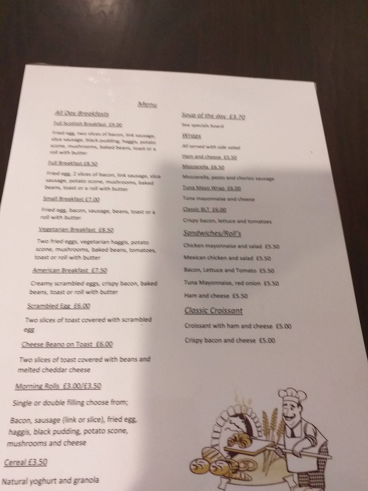 Menu at Quinn’s cafe, Edinburgh