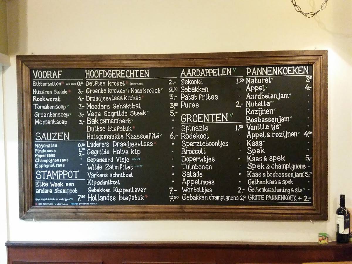 Menu at THUIS by Ladera, Delft