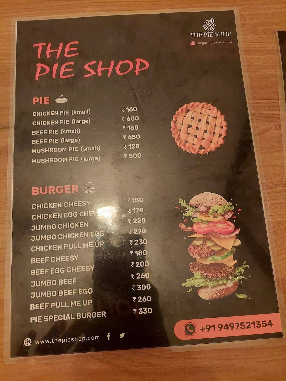 Menu at The Pie Shop, Chalakudy