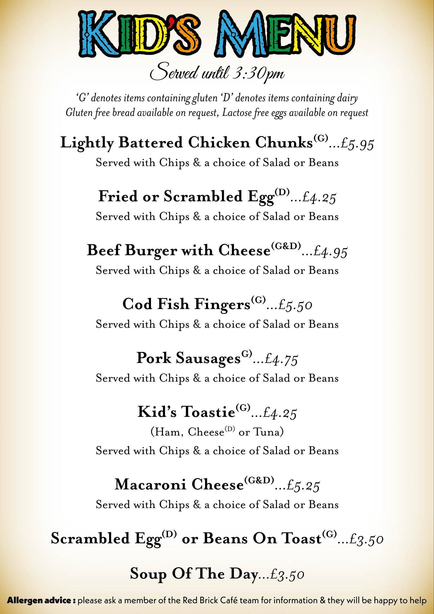 Menu at The Red Brick Cafe @ Jans, Portree