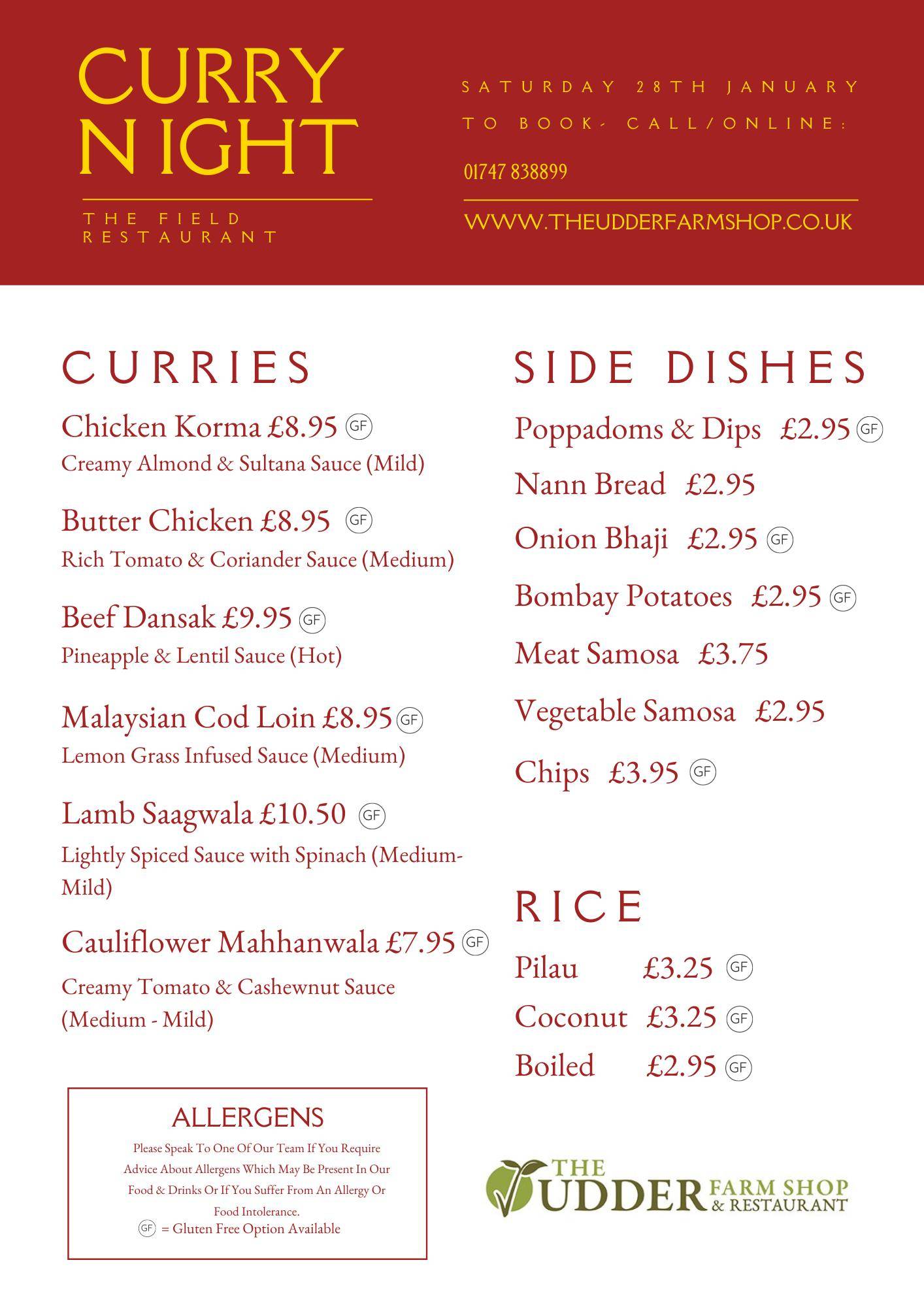 Menu at The Udder Farm Shop cafe, Gillingham
