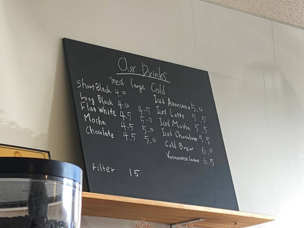 Menu at Tob Coffee cafe, Auckland, 8/56 Apollo Dr