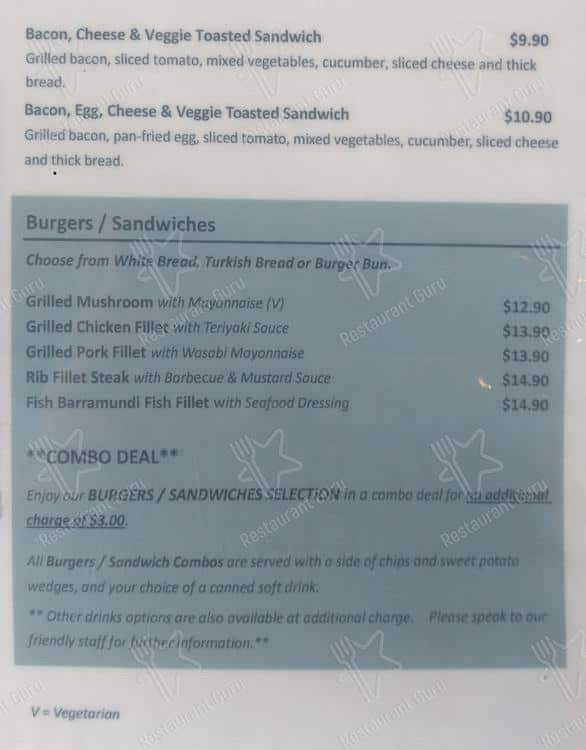Menu at Woofissimo cafe, Macgregor