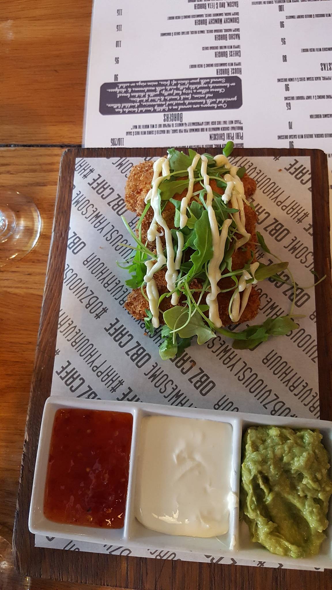 Menu at Obz Cafe, Cape Town
