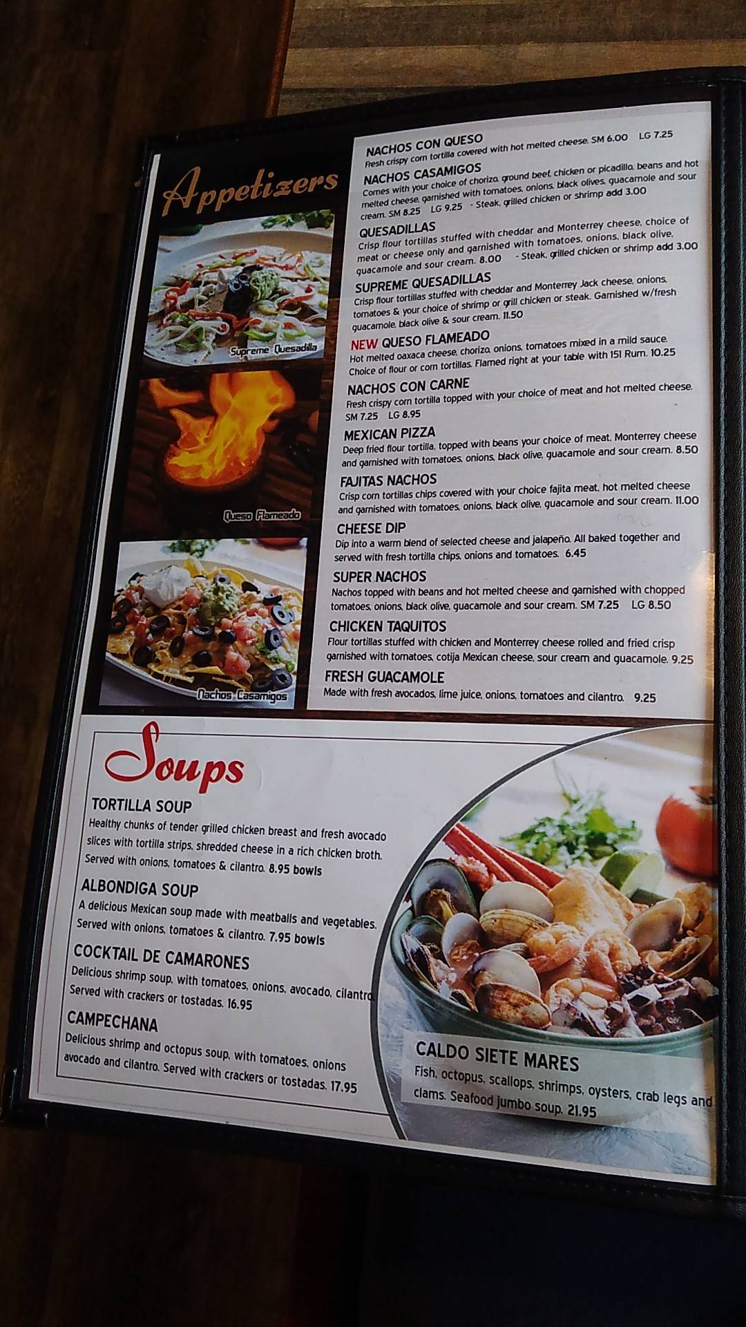 Menu at Casamigos restaurant, Keizer