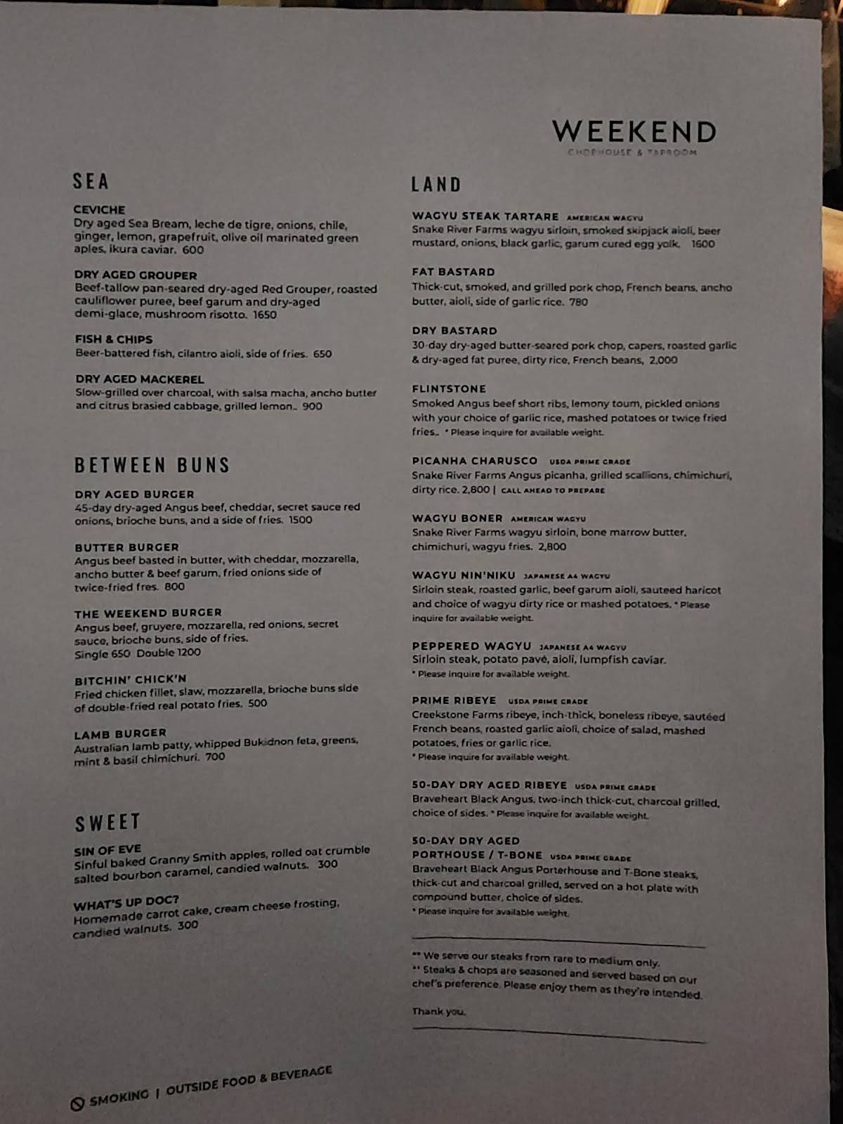 Menu at The Weekend pub & bar, Cebu City, 88th Ave