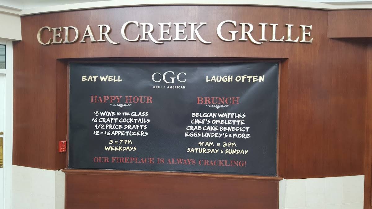 Menu at Cedar Creek Grille restaurant, Beachwood