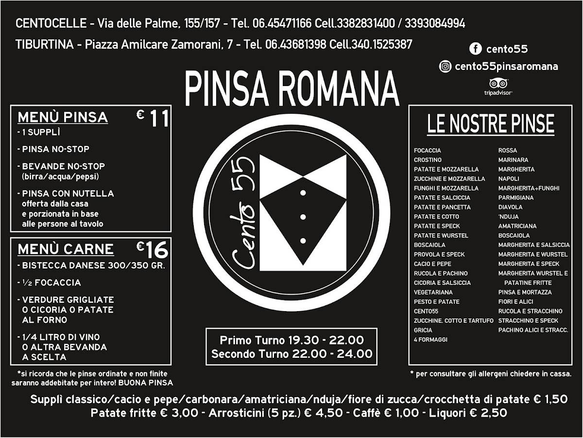 Speisekarte von Cento55 Pinsa Romana - Tiburtina restaurant, ROM