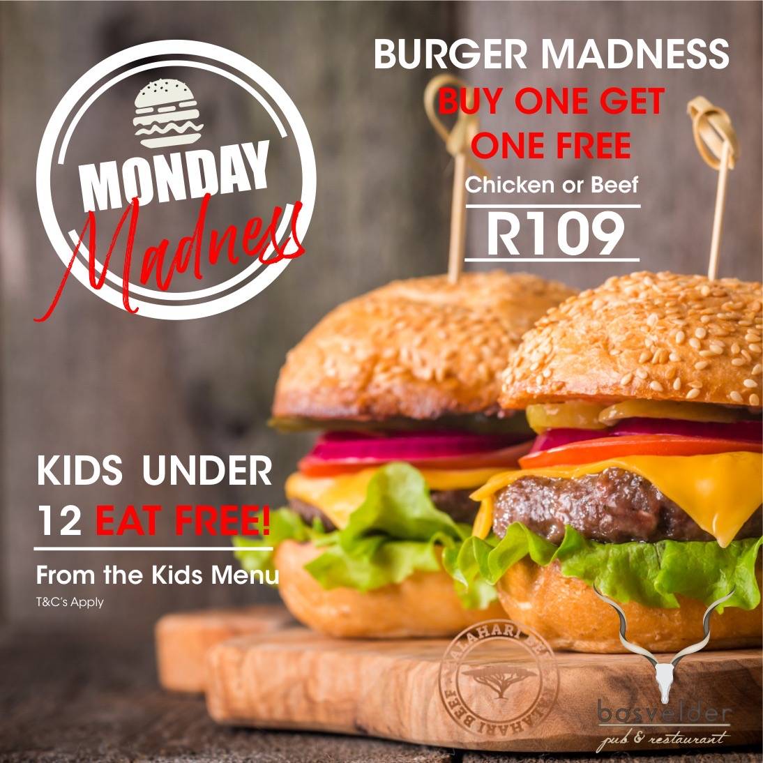 Menu at Bosvelder Pub & Restaurant, Centurion