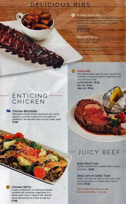 Menu at Chances R Restaurant, Ottawa