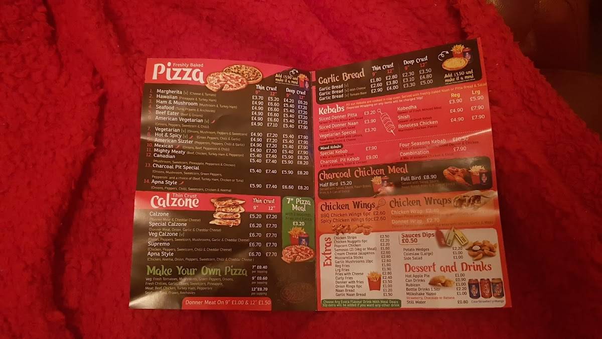 Menu at Charcoal Pit fast food, Bolton
