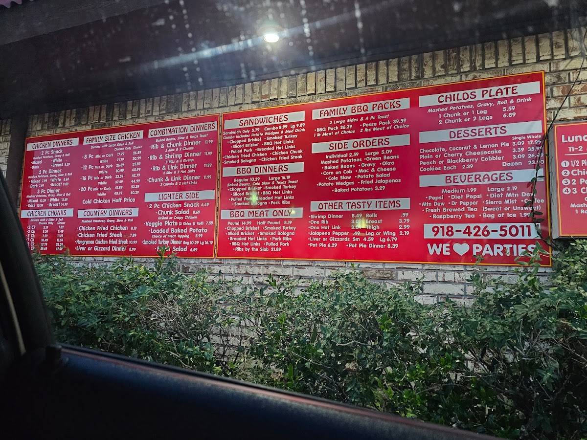Menu at Charlie's Chicken & Barbecue, McAlester