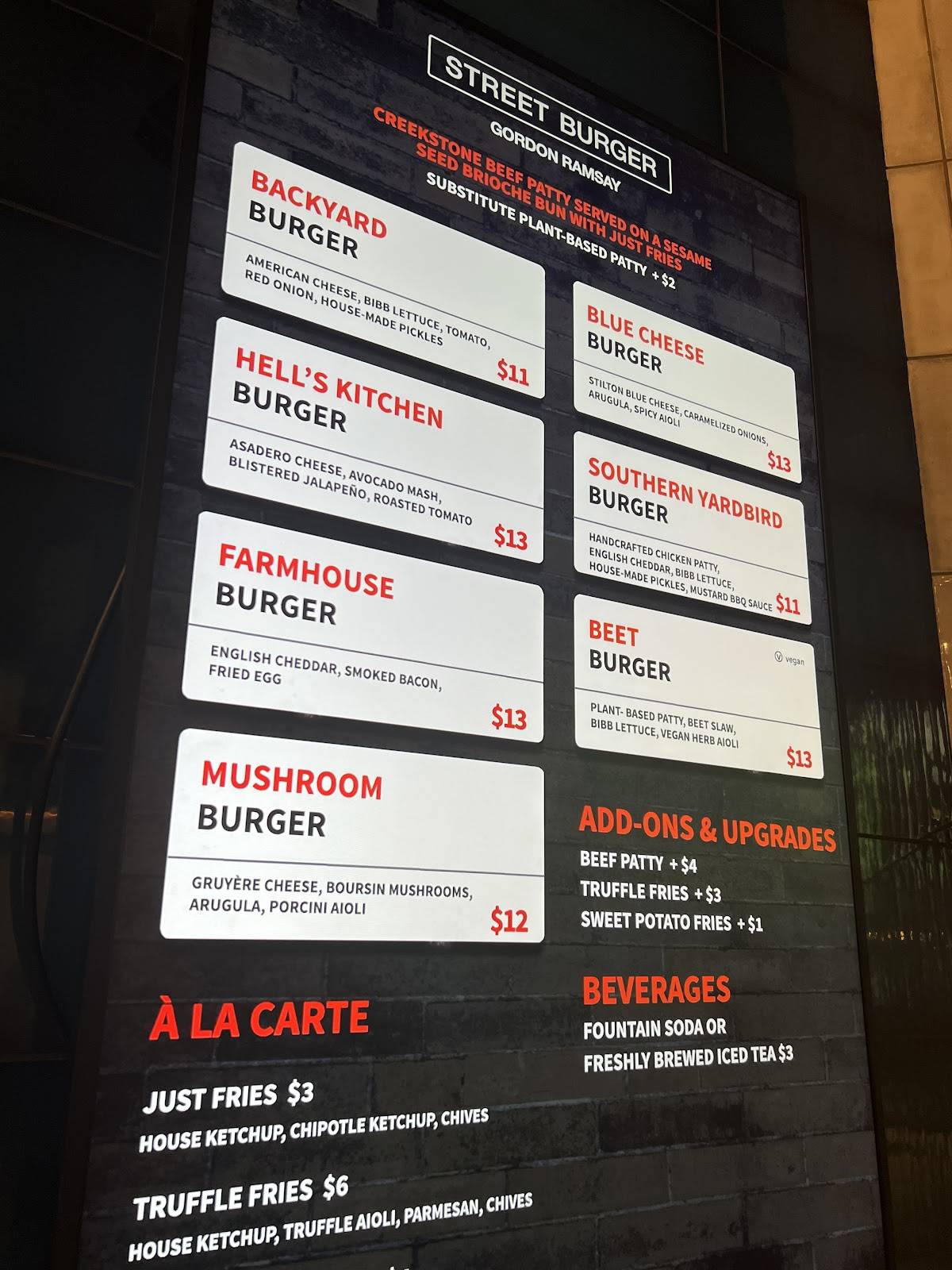 Menu at Gordon Ramsay Food Market restaurant, Cherokee