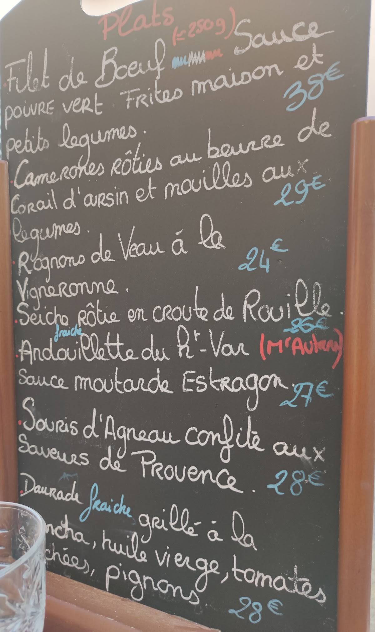 Menu au Chez Gaston restaurant, Saint-Raphaël