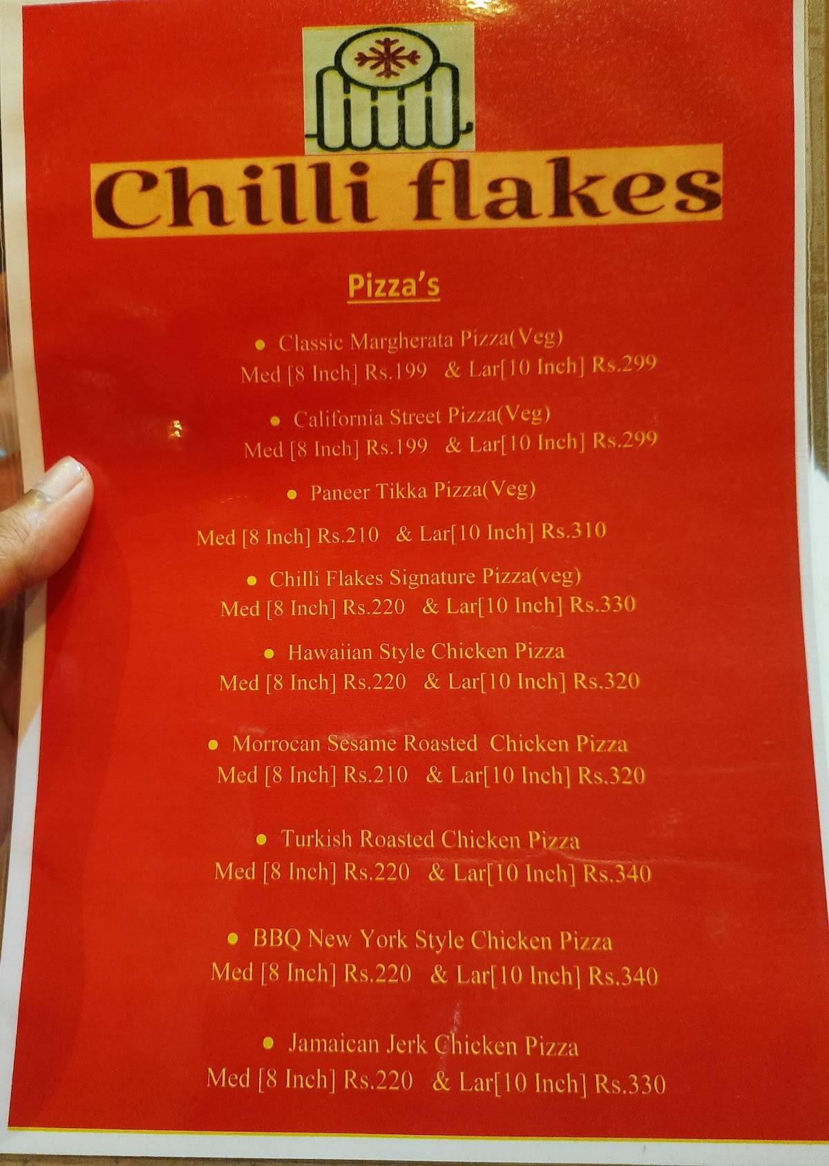 Menu at Chilli Flakes(Pizza Secret), India