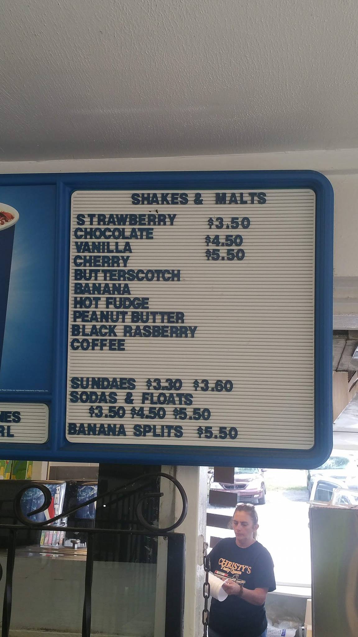 Menu at Christy's Tasty Queen restaurant, Kansas City
