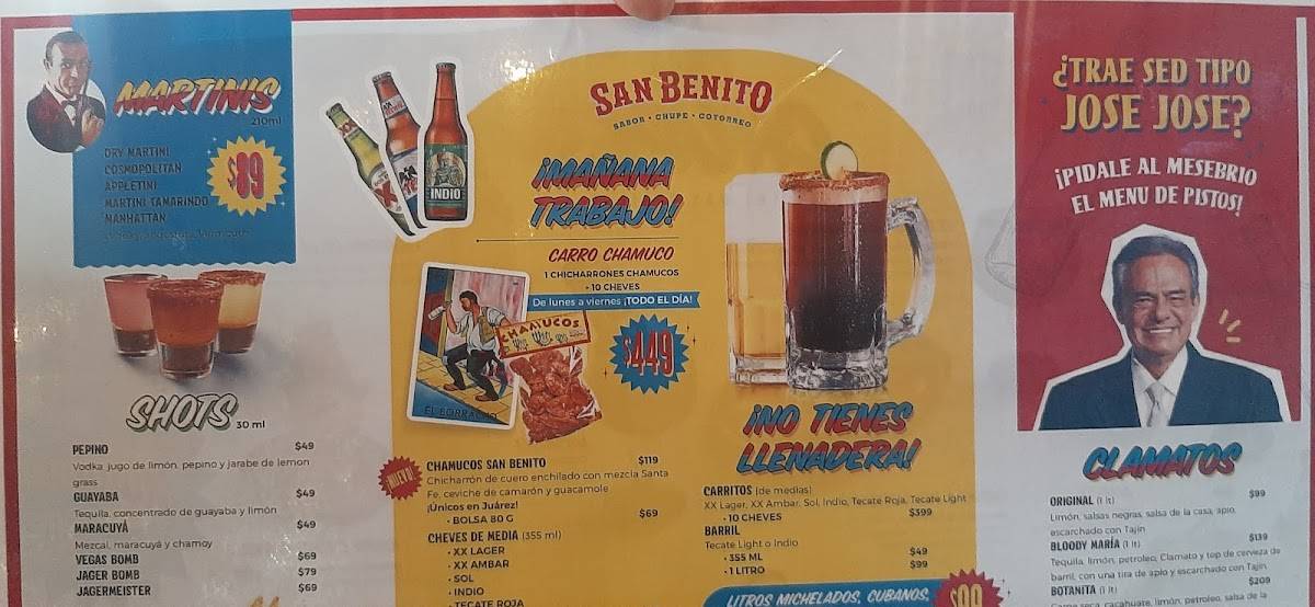 Menu at Mercado San Benito restaurant, Ciudad Juarez