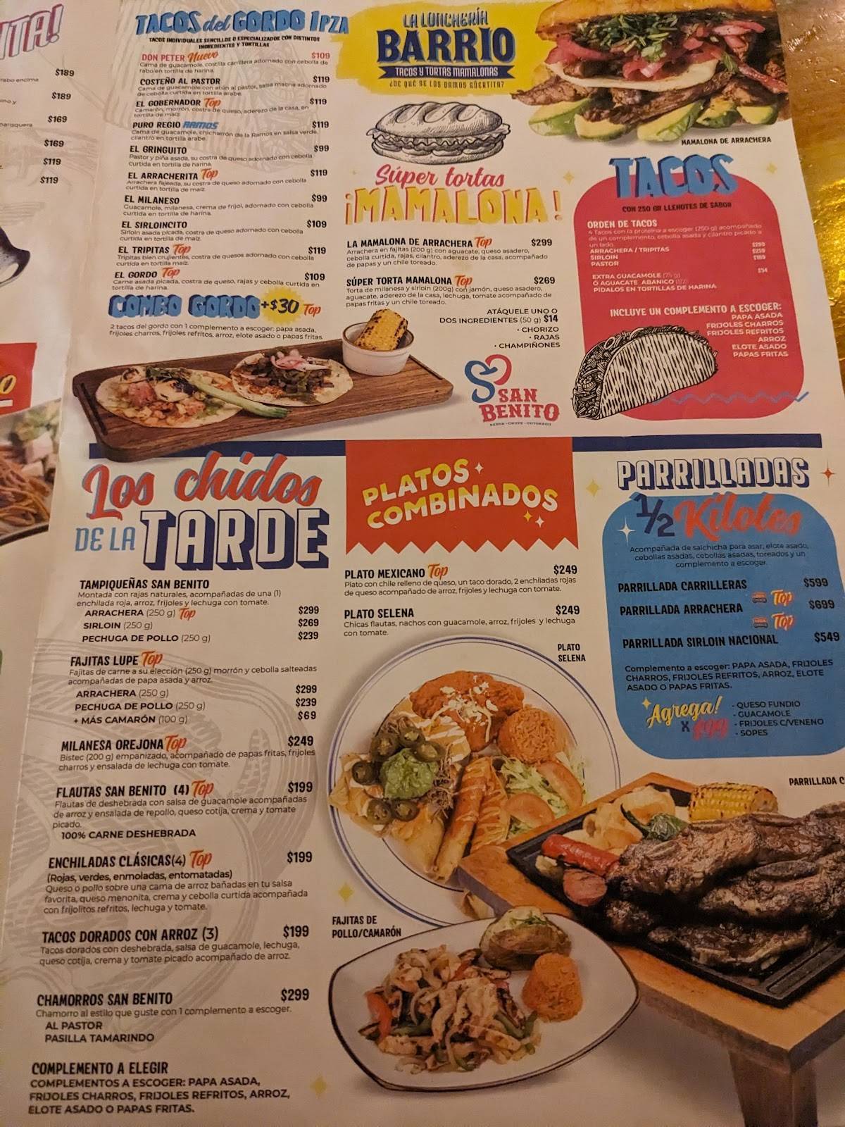 Menu at Mercado San Benito restaurant, Ciudad Juarez
