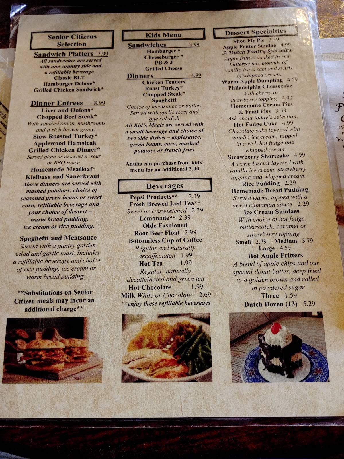 Menu at Dutch Pantry Family Restaurant, Clearfield