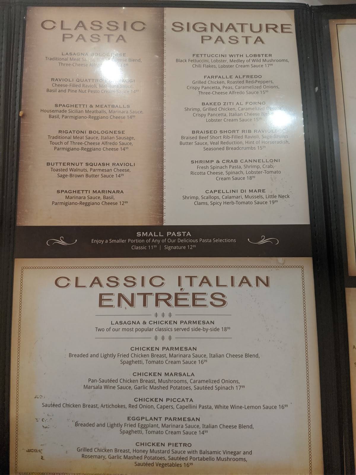 Menu at Biaggi's Ristorante Italiano restaurant, West Des Moines
