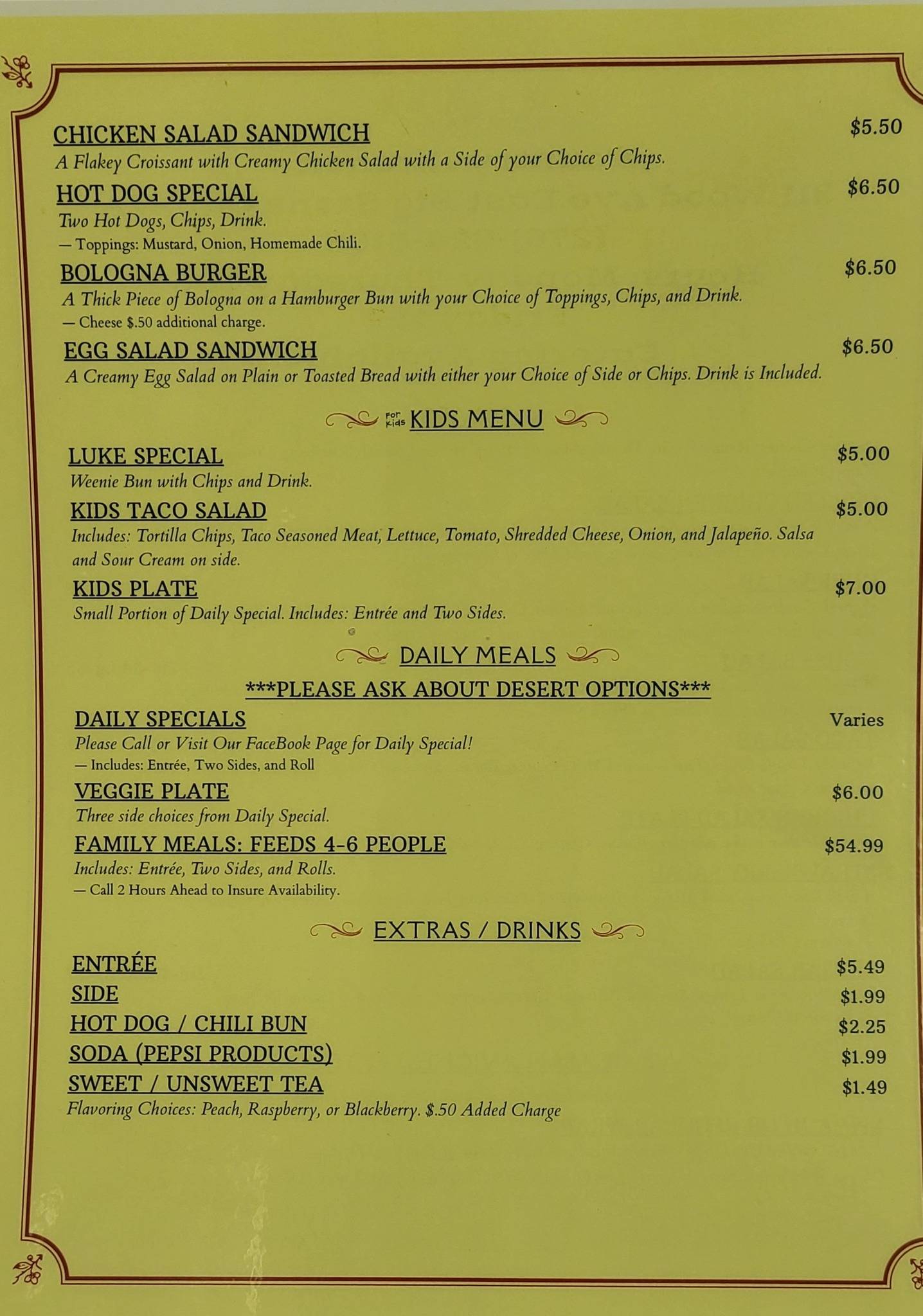 Menu at Country Kitchen restaurant, Big Stone Gap, 311 Wood Ave E