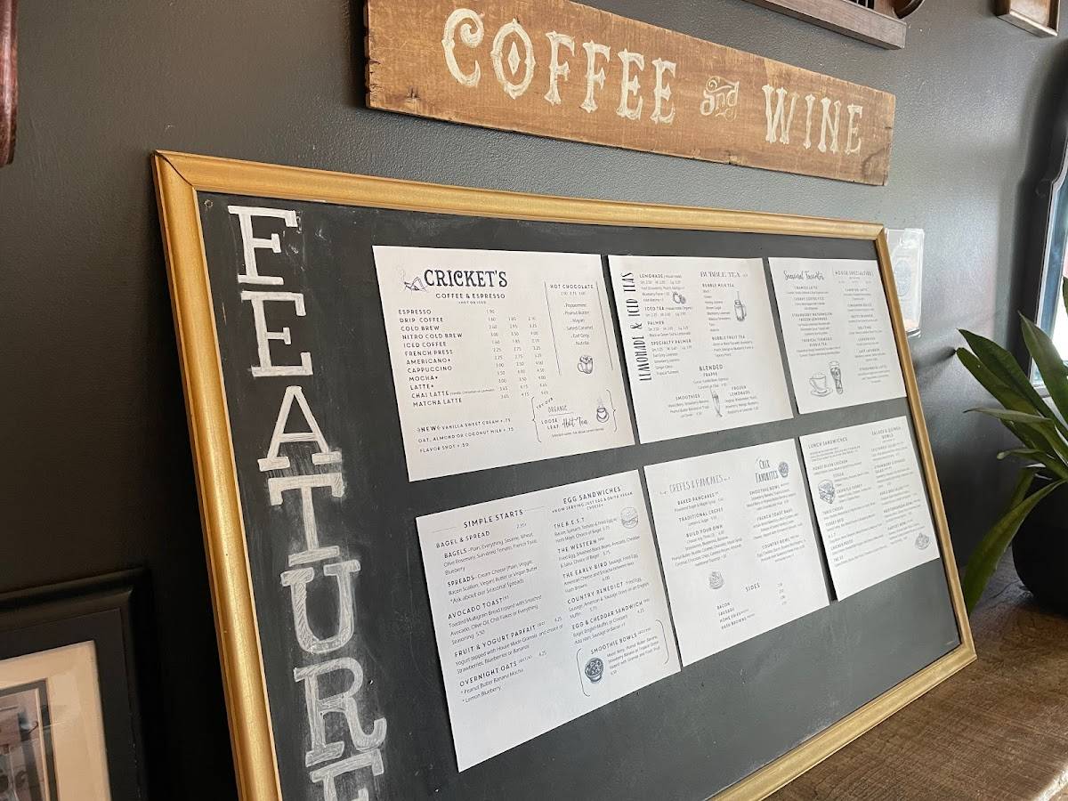 Menu at Cricket's — Coffee. Kitchen. Cocktails cafe, Geneseo