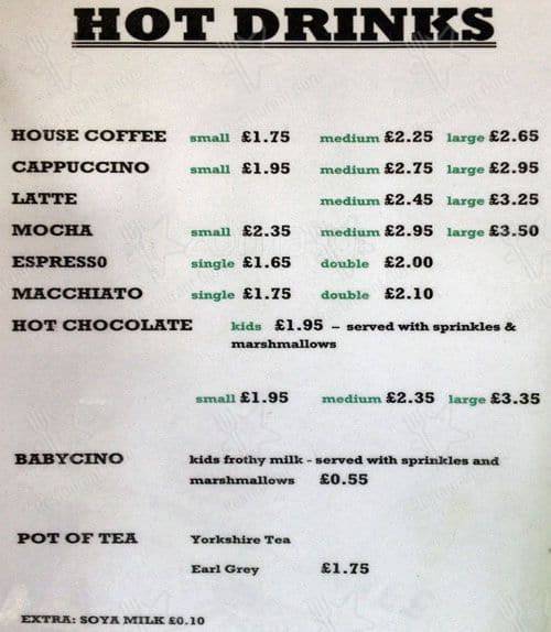 Menu at Crocodile Café London cafe, London