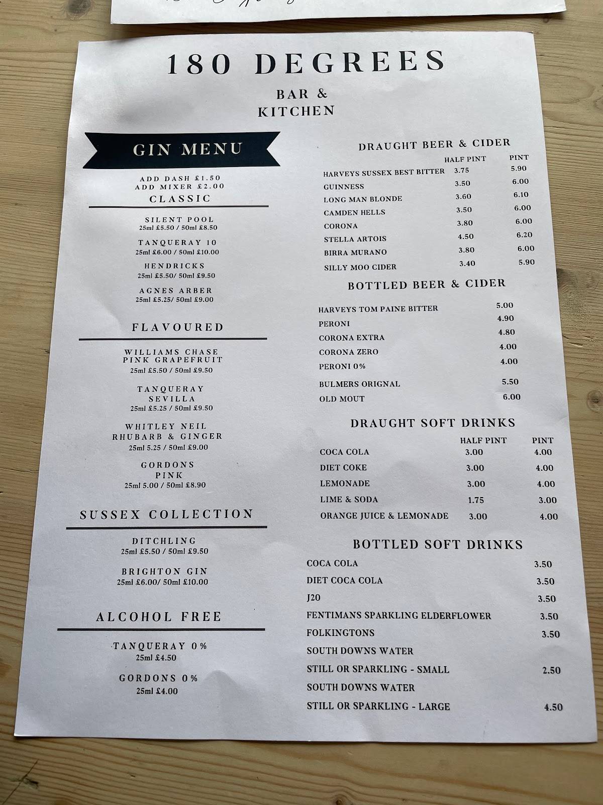 Menu at 180 Degrees Bar & Kitchen, Haywards Heath, Staplefield Rd