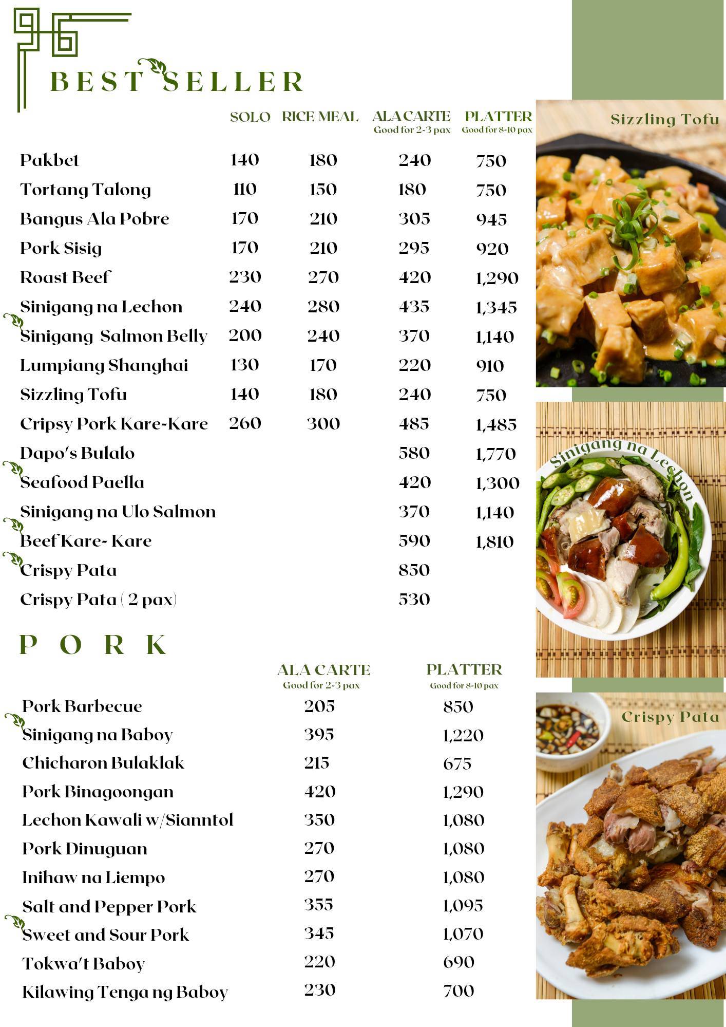 Menu at DAPO AT TISA FILIPINO CUISINE restaurant, Marikina