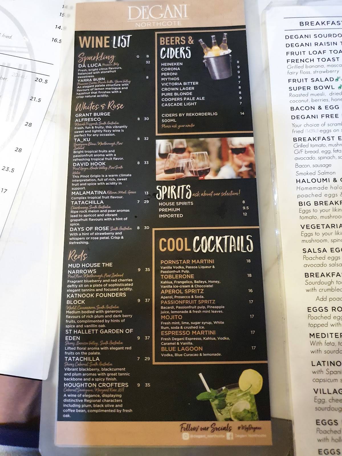 Menu at DEGANI NORTHCOTE cafe, Northcote, Shop T10/3 Breavington Way