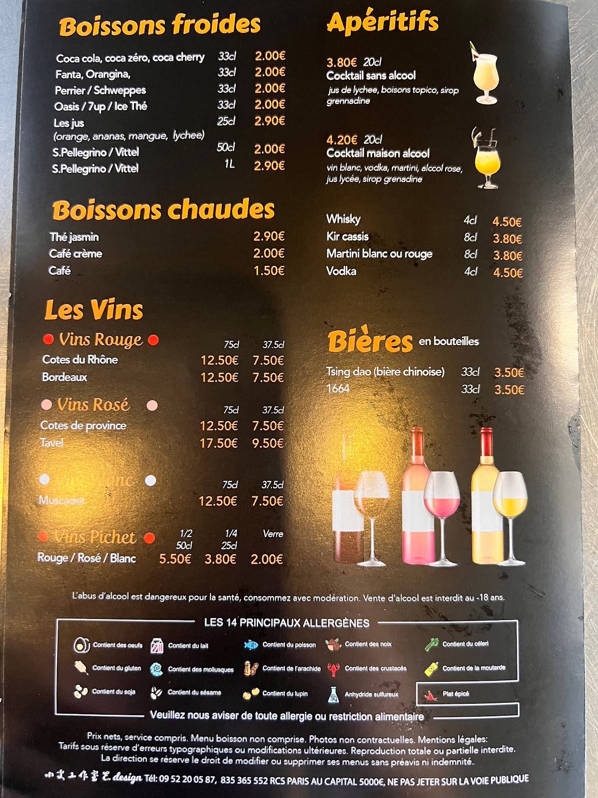 Menu au DU BOL restaurant, Dunkerque