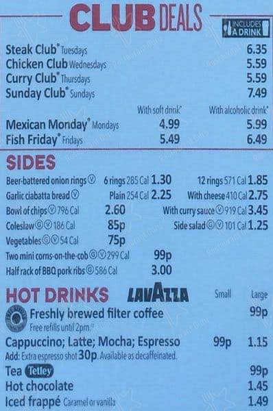 Menu at The Flying Boat pub & bar, Dartford