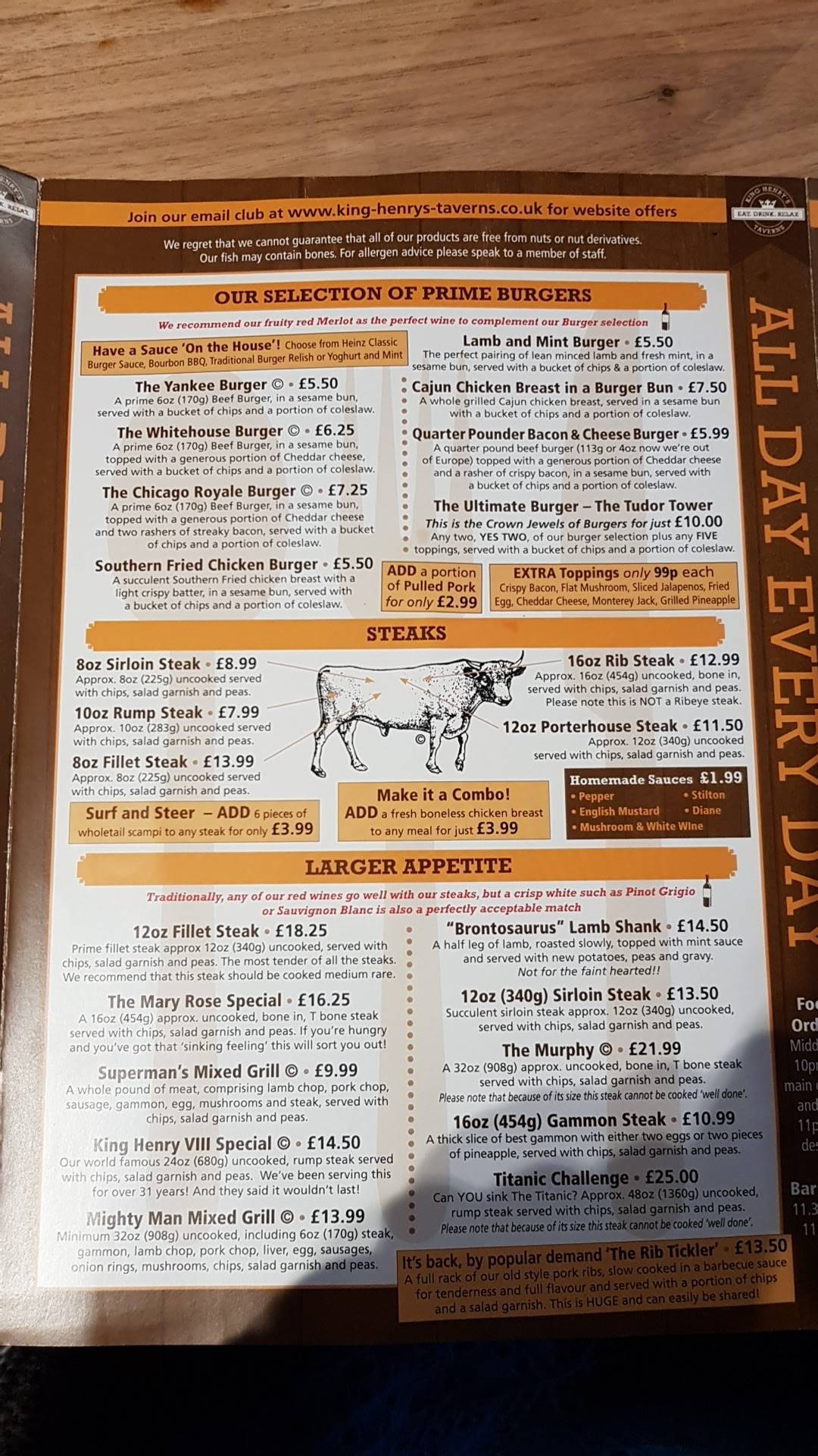 Menu at The Ragley Boat Stop pub & bar, Derby