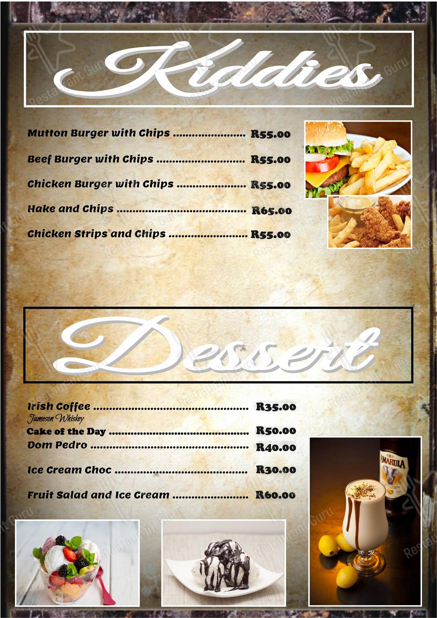 Menu at Seabelle Restaurant, Tongaat