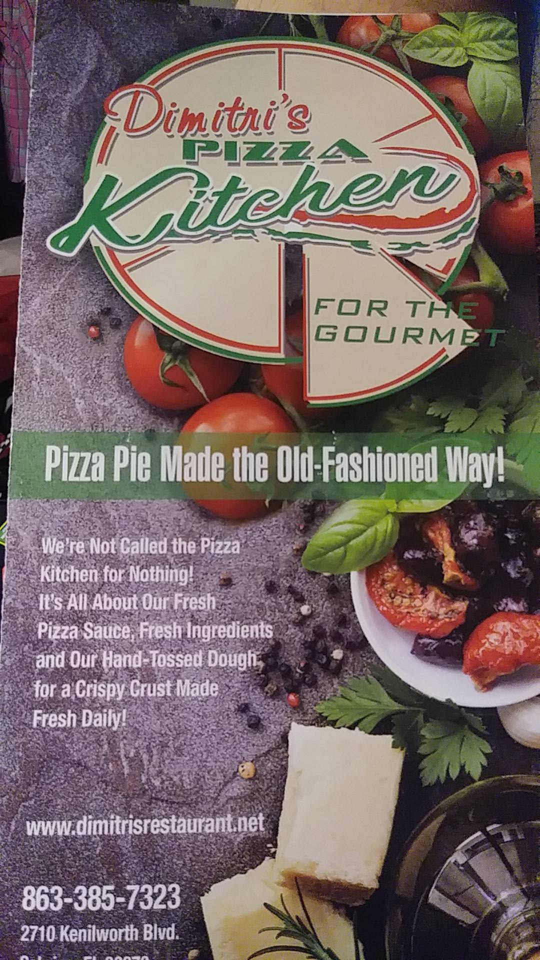 Menu at Dimitri's Restaurant, Pizza Kitchen and Its 5 O'clock Somewhere ...