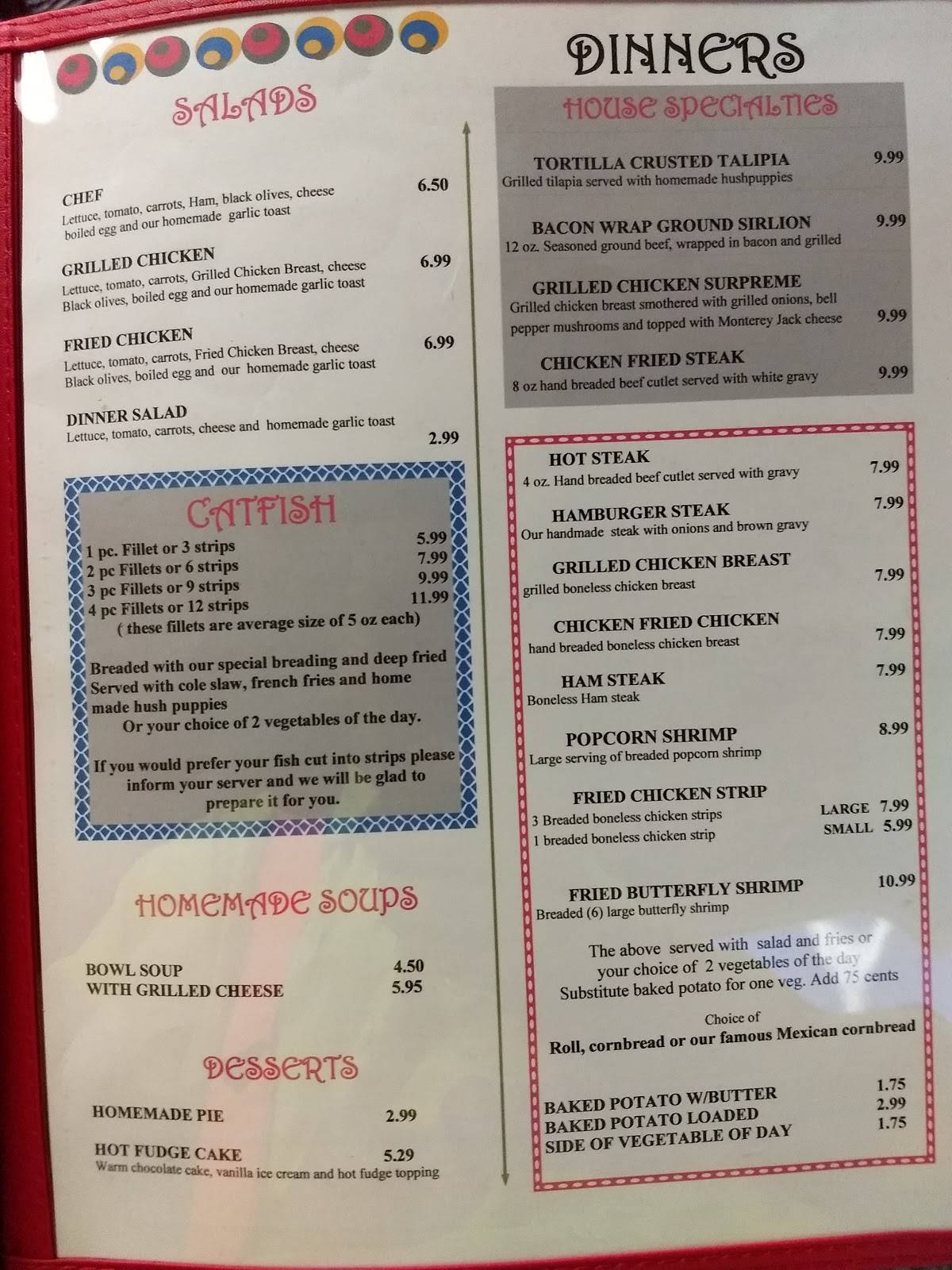 Menu at Dinner Bell cafe, Van, 202 W Main St