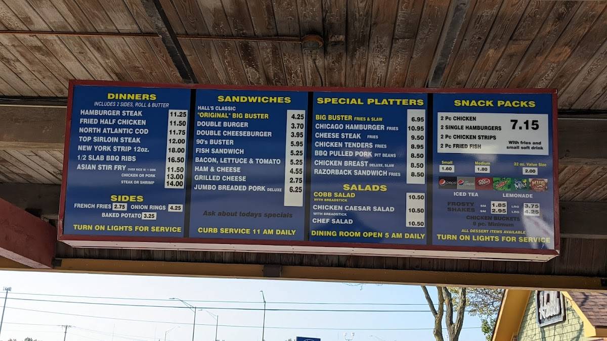 Menu at Don Hall's Hollywood Drive-In restaurant, Fort Wayne