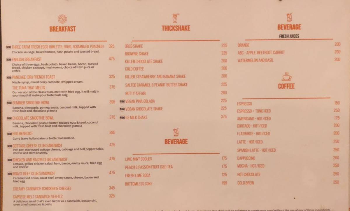Menu at Double Roti, Chennai, 4/27