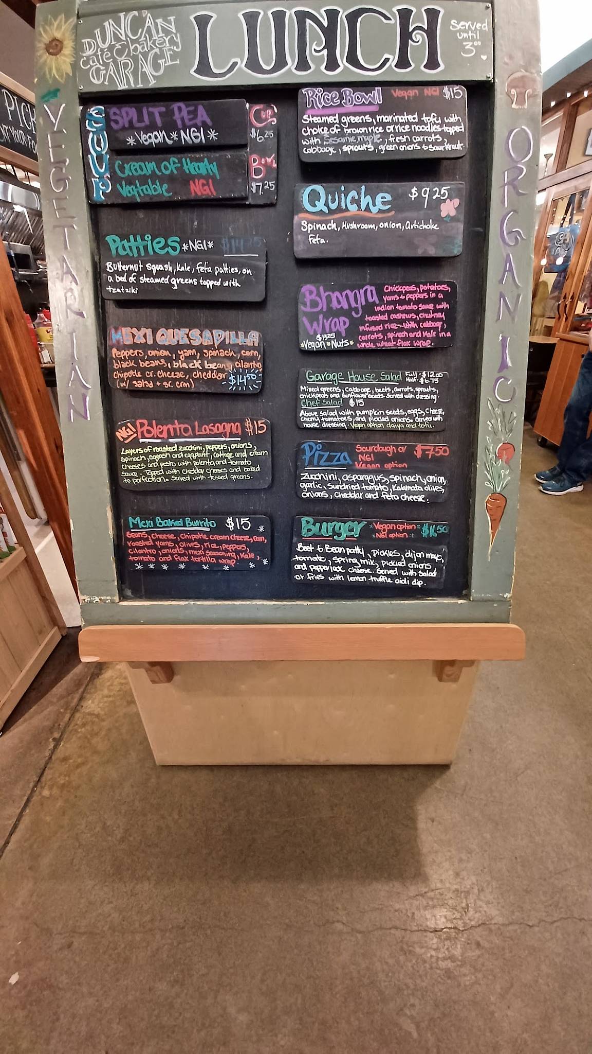 Menu at Duncan Garage Café & Bakery, Duncan