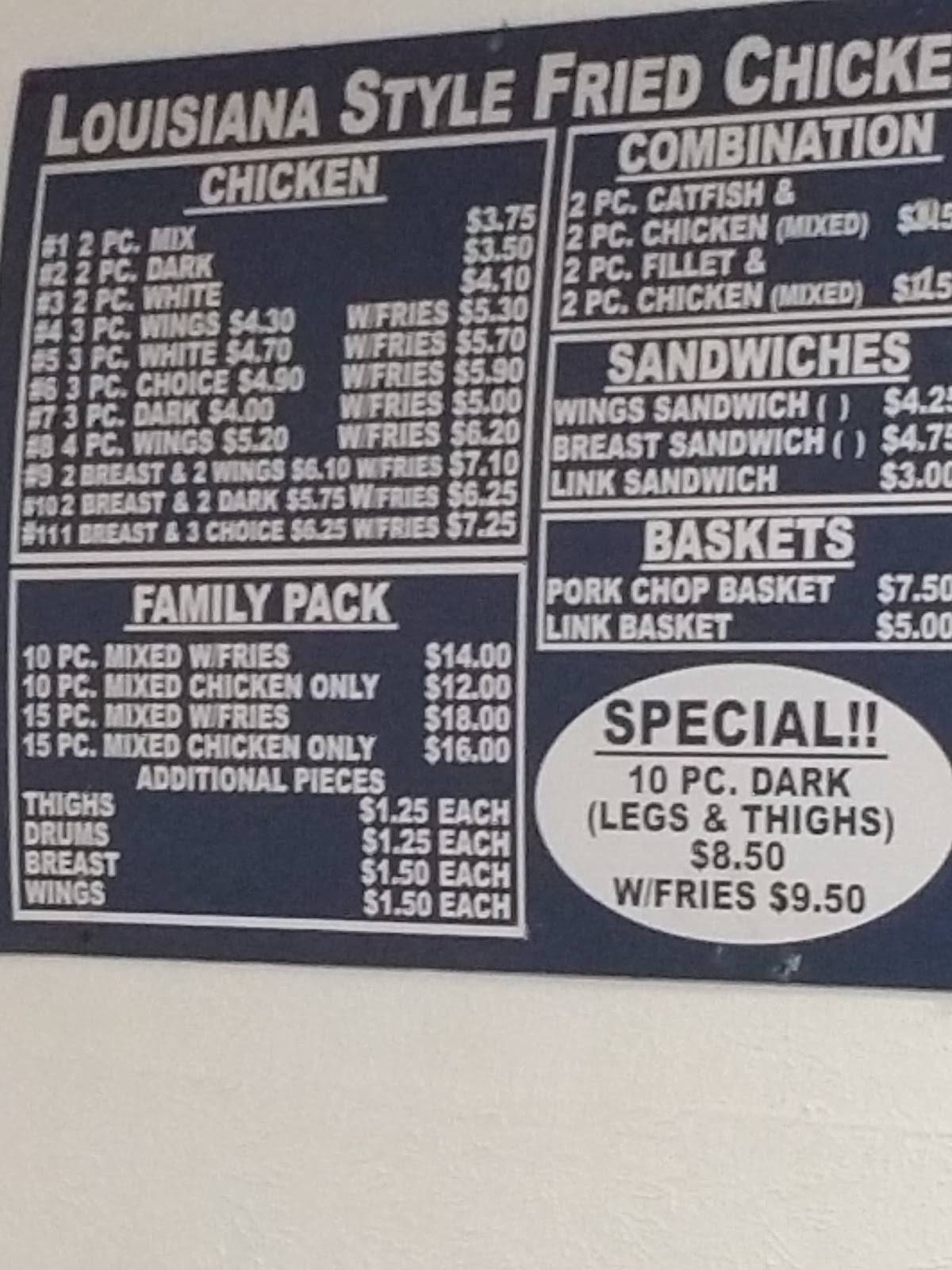 Menu at Louisiana Fried Catfish & Chicken restaurant, Duncanville