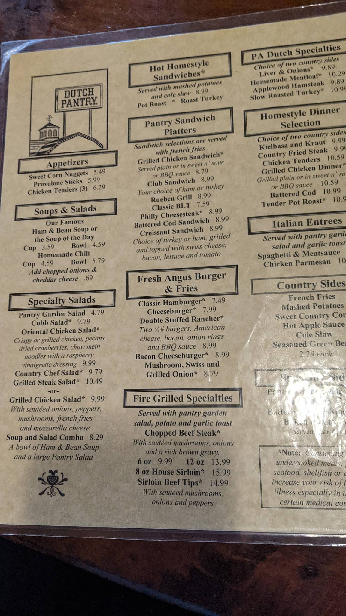 Menu at Dutch Pantry Family Restaurant, Clearfield