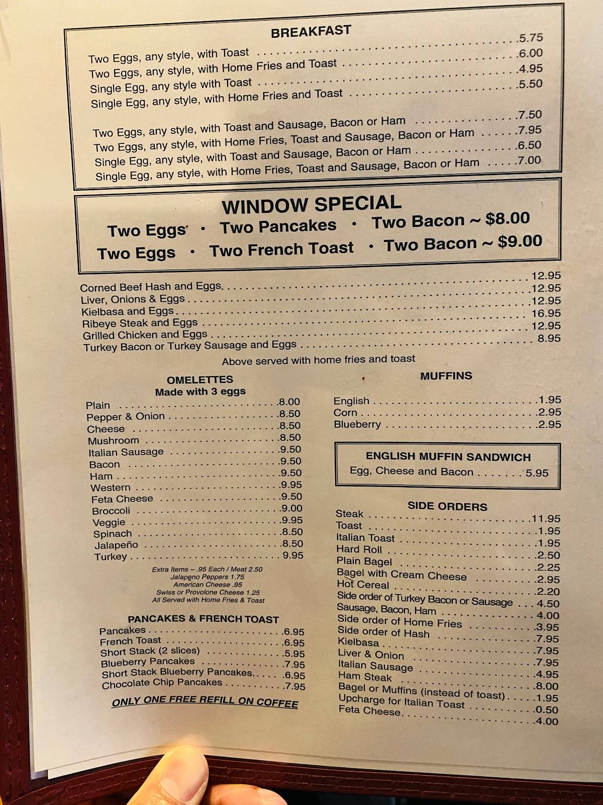 Menu at East Gate Luncheonette restaurant, Waterbury