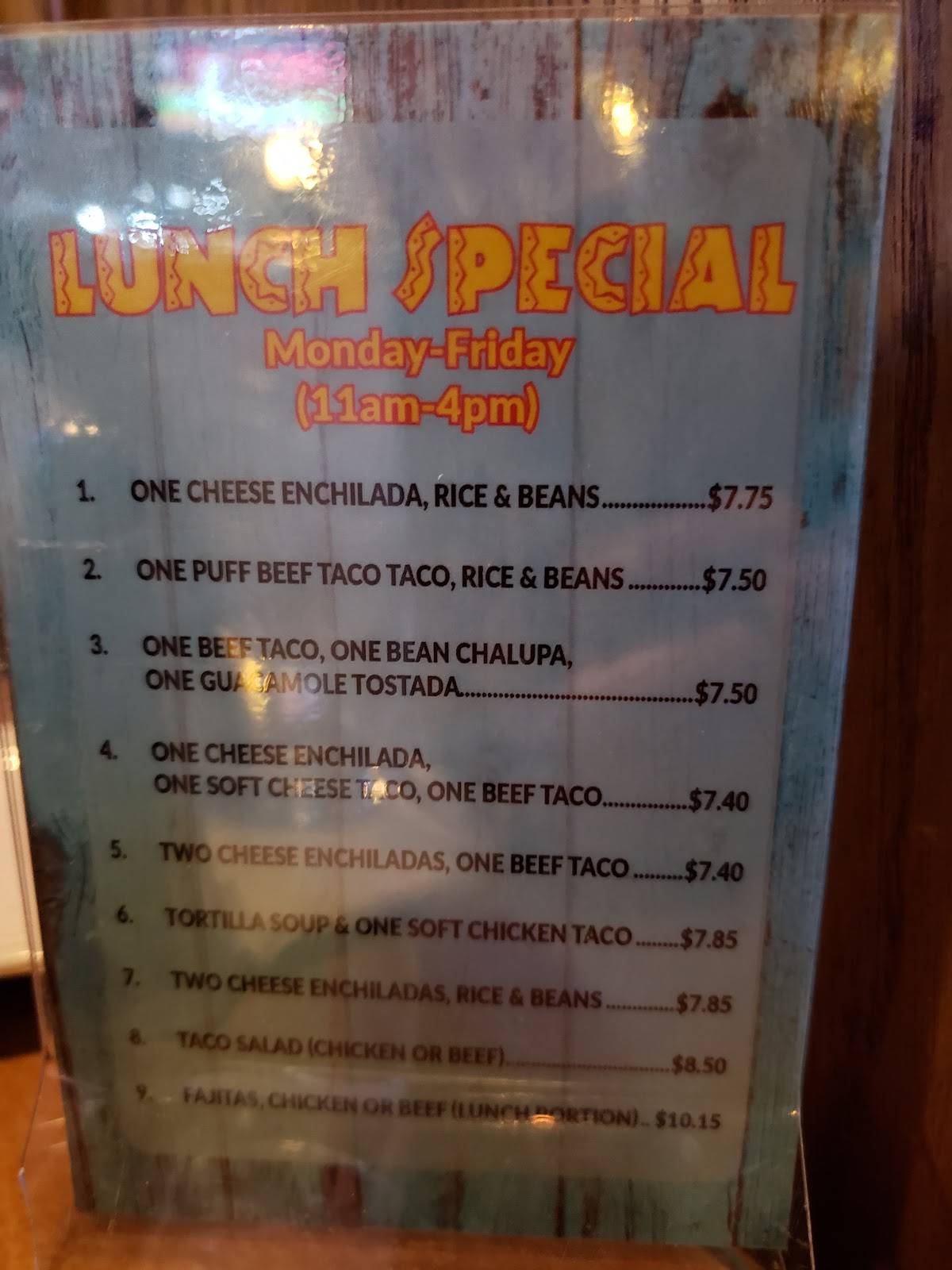 Menu at El Gabacho Tex-Mex Grill restaurant, Arlington