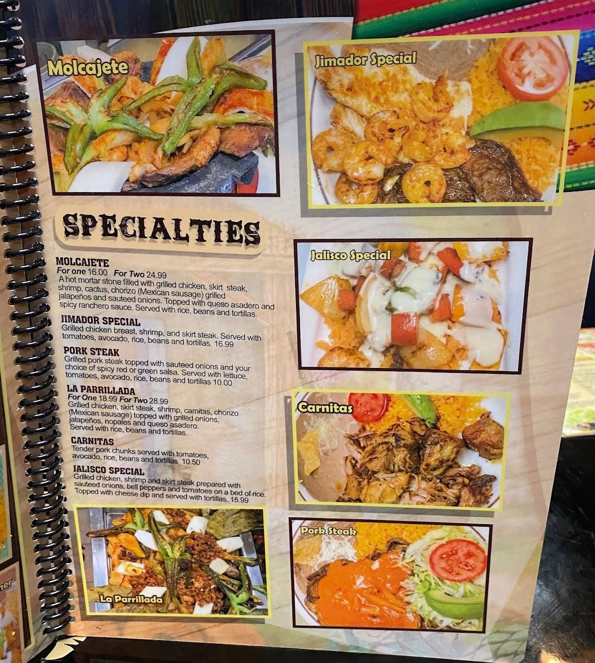 Menu at El Jimador Mexican Cuisine restaurant, Lakes of the Four Seasons